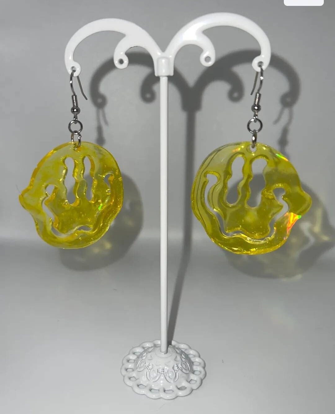 Holo Droopy Smiley Face Earrings - Etsy