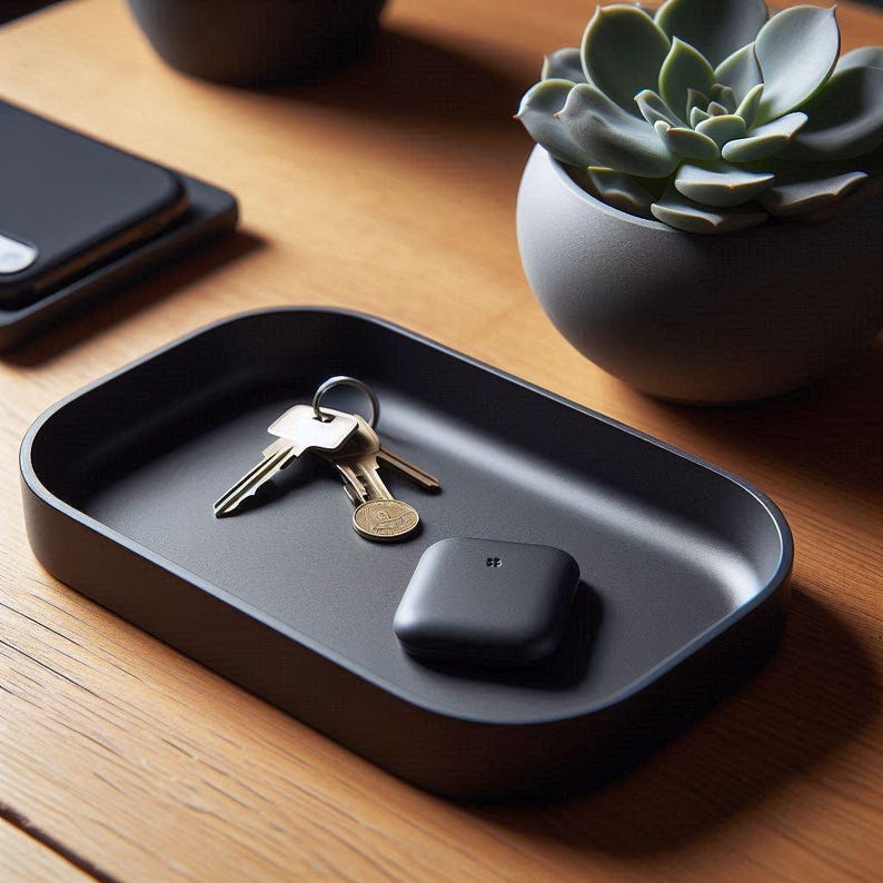 Rectangular Key Tray With Curved Lines – Sleek & Functional - Etsy