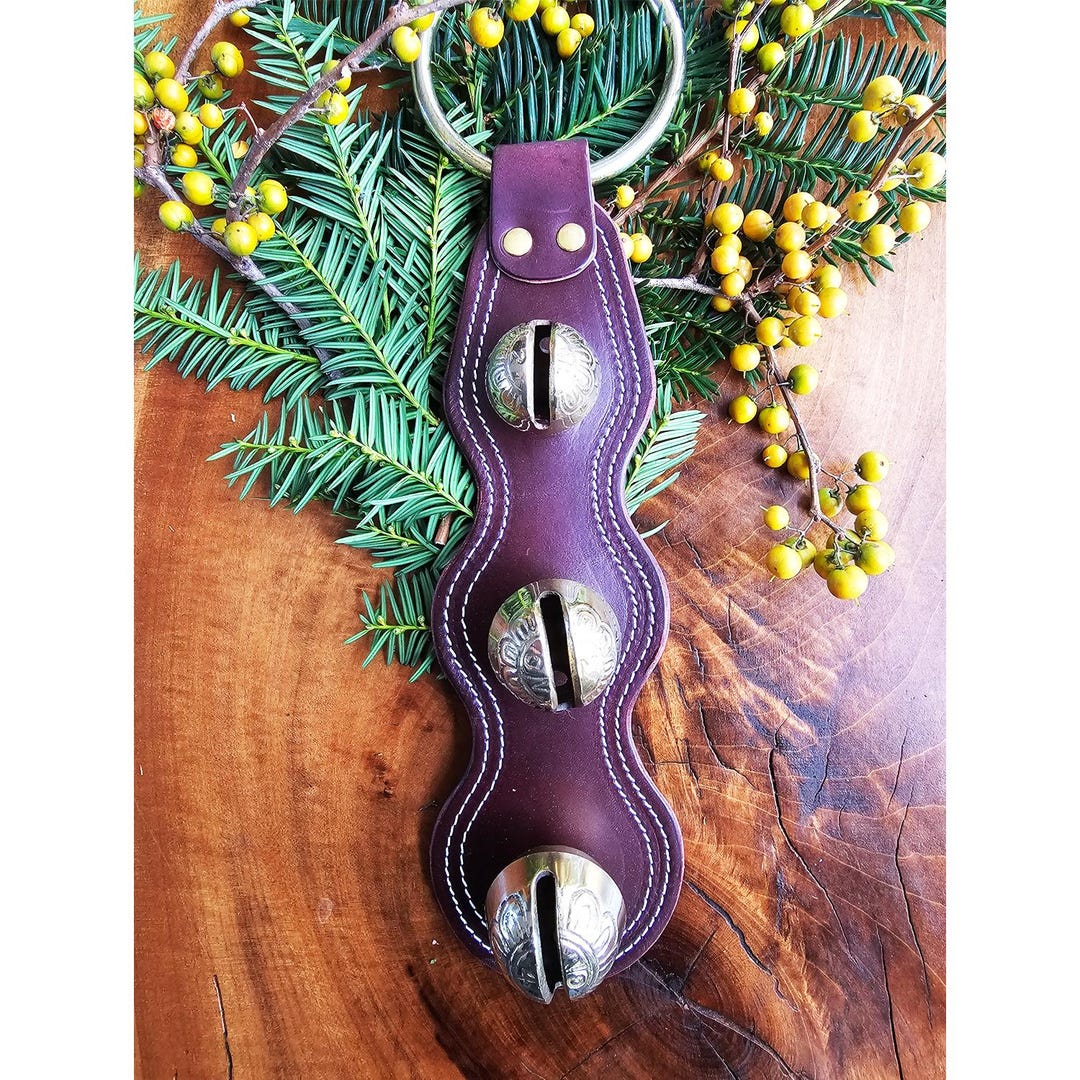 Heirloom 3 Bell, Sleigh Bell Hanger, Burgundy and Polished Brass - Etsy