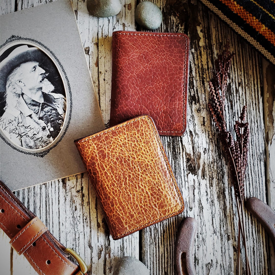 American Bison Buffalo Leather Minimalist Wallet - Etsy