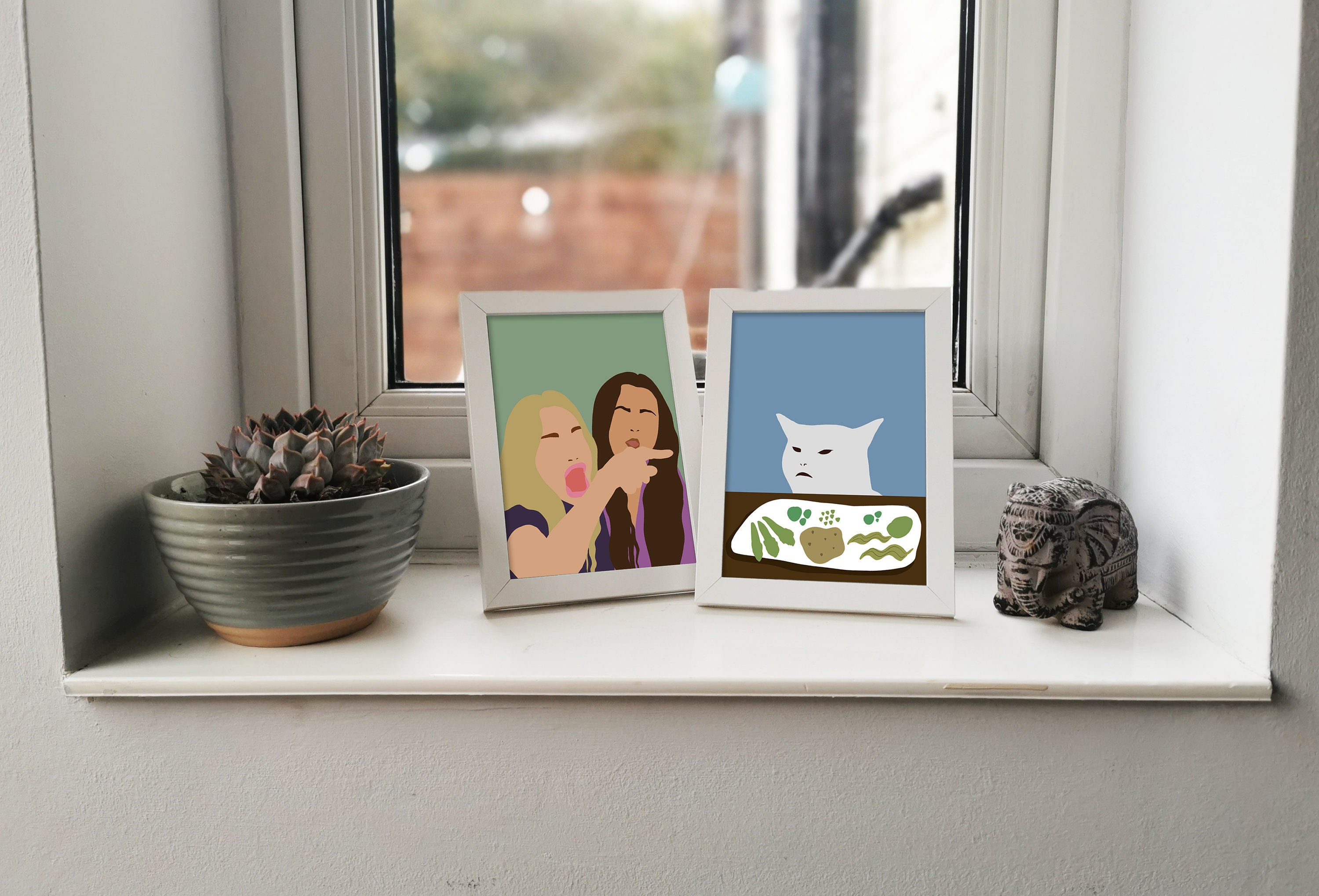 Smudge the Cat Woman Yelling at Cat Salad Cat Minimalist Print - Etsy