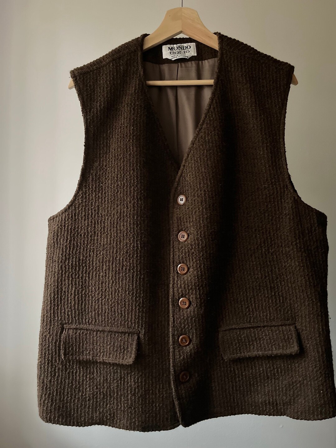 1990s Brown Wool Vest Vintage Ribbed Waistcoat - Etsy