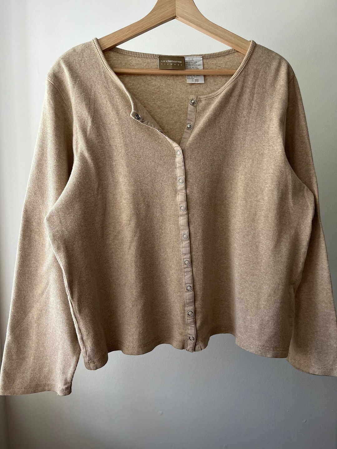 1990s Boxy Cropped Cardigan | Vintage Cotton Long Sleeve Top - Etsy