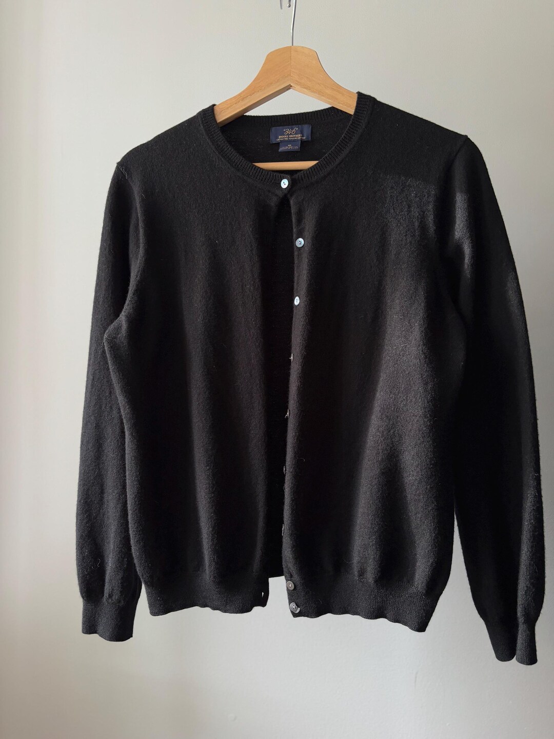 1990s Soft Italian Merino Wool Cardigan Vintage Minimal Black Sweater ...