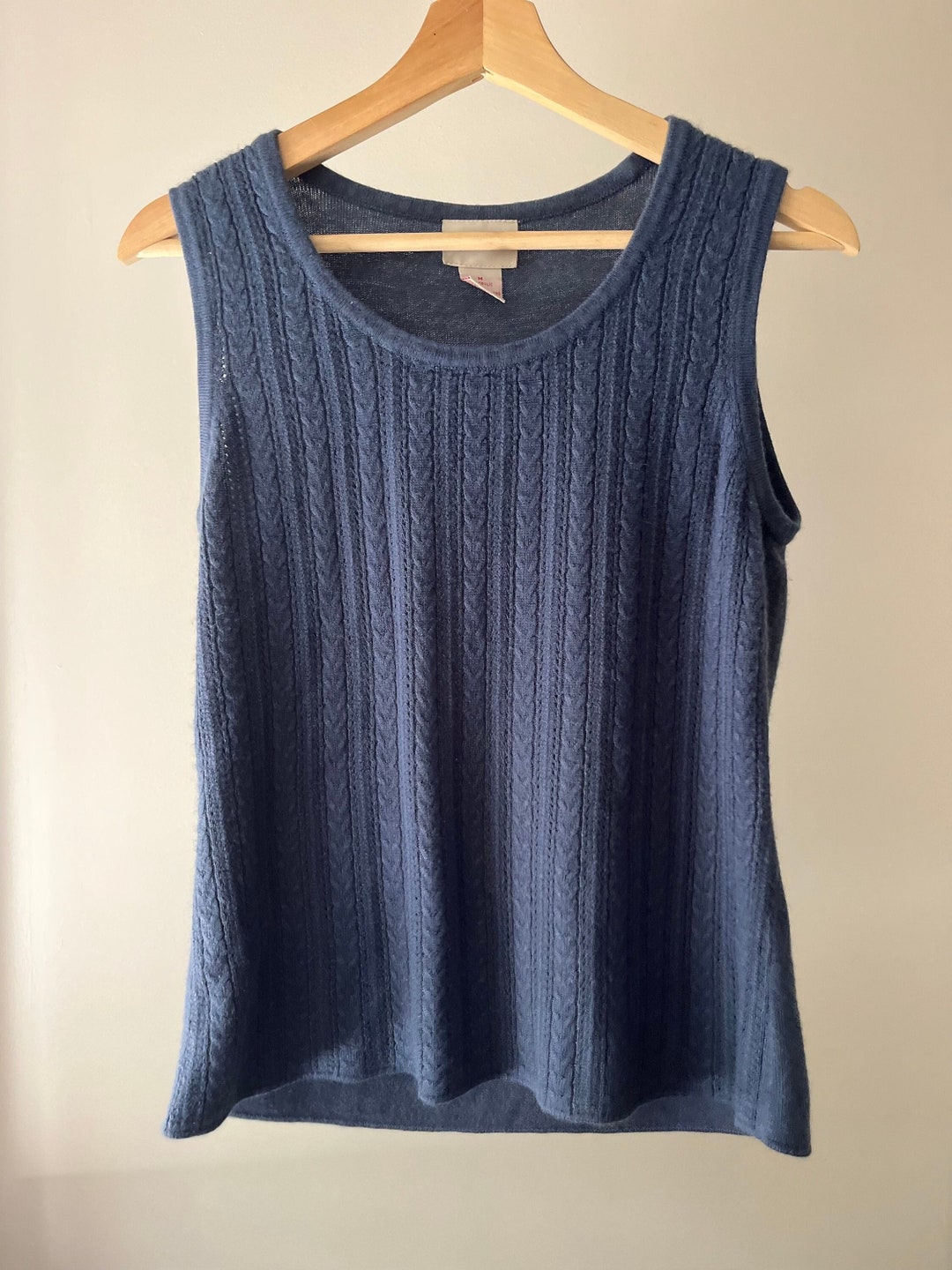 1990s Soft Blue Knit Tank Top Vintage Sleeveless Top - Etsy