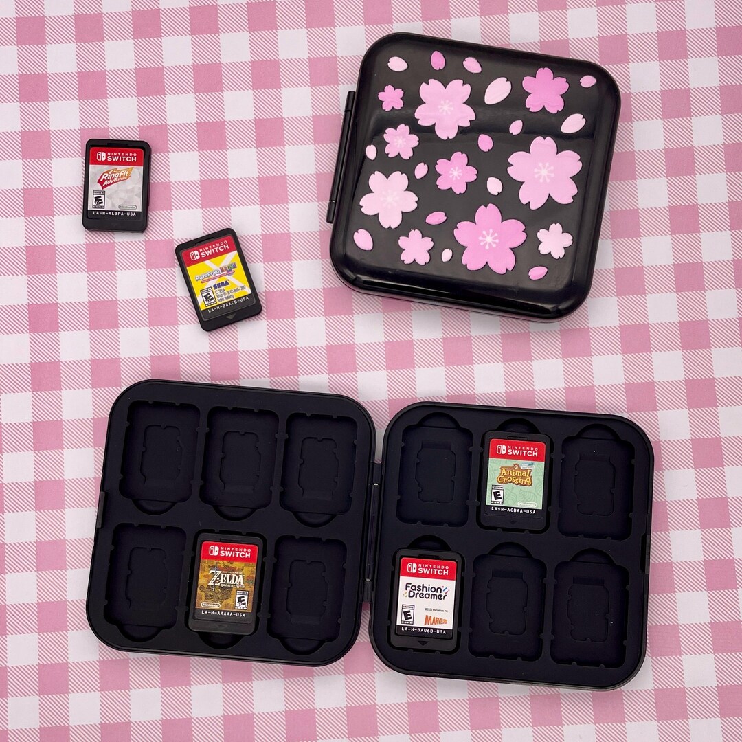 Black Sakura Nintendo Switch Game Case | Cute Video Game Storage ...