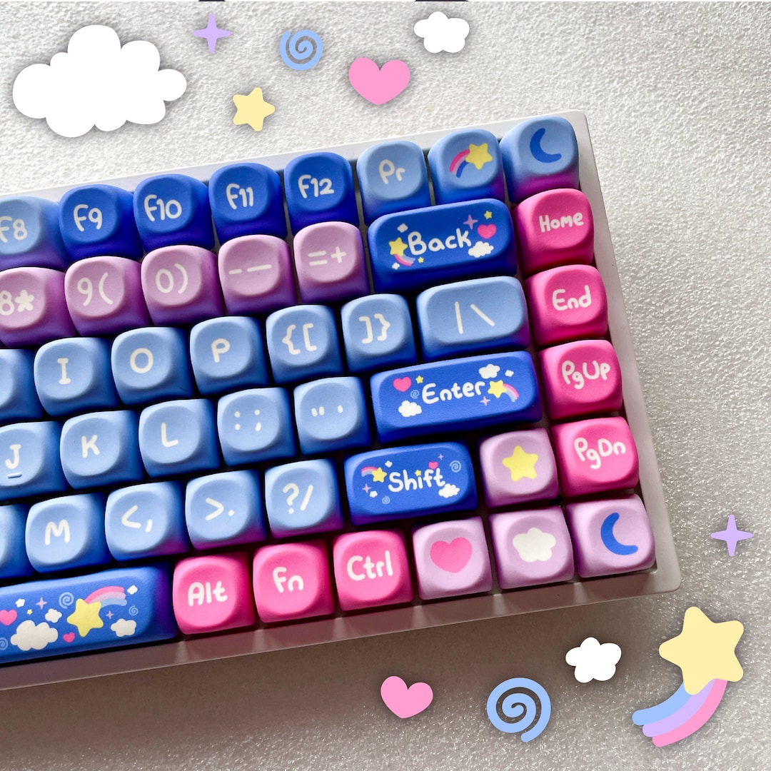 Candy Sky Keycap Set | CSO Profile Dye Sub PBT 127 Keys for Mechanical ...