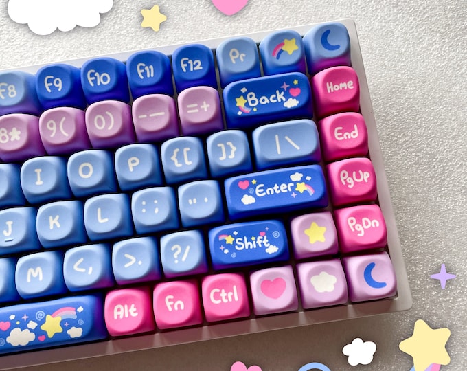 Kawaii Pastel Blue Puppy Keycaps | 133 Keys QX3 - Etsy