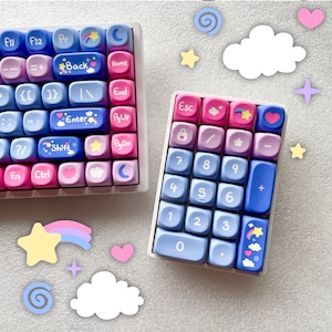 Candy Sky Keycap Set | CSO Profile Dye Sub PBT 127 Keys for Mechanical ...