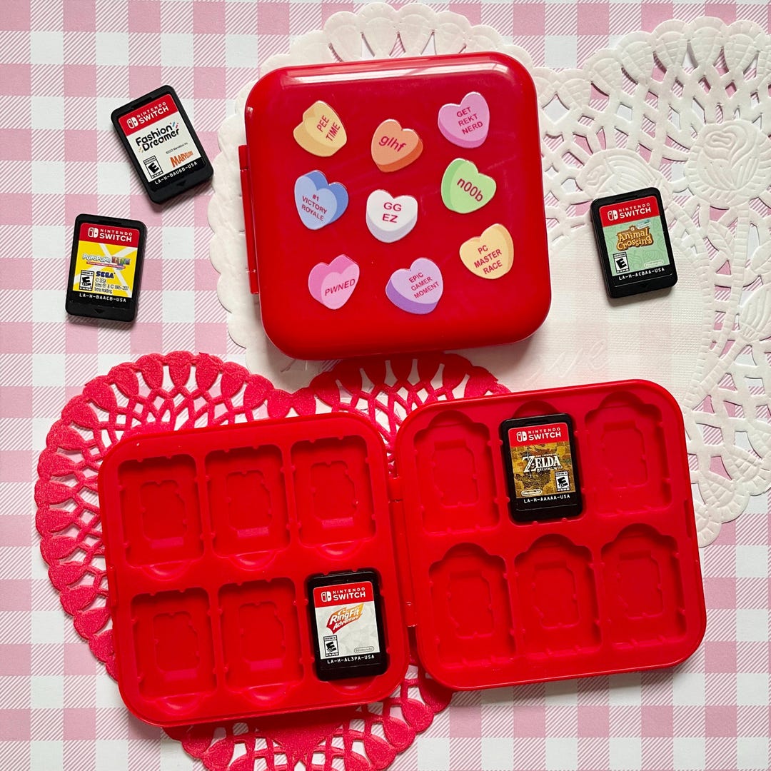 Gamer Candy Hearts Nintendo Switch Game Cartridge Case: Holds 12 Games ...