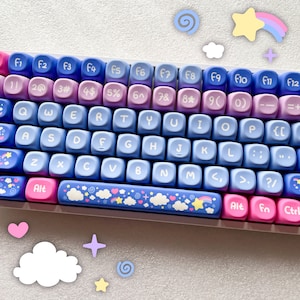 Candy Sky Keycap Set | CSO Profile Dye Sub PBT 127 Keys for Mechanical ...