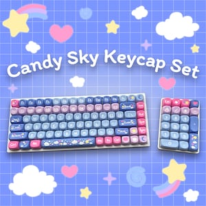 Candy Sky Keycap Set | CSO Profile Dye Sub PBT 127 Keys for Mechanical ...