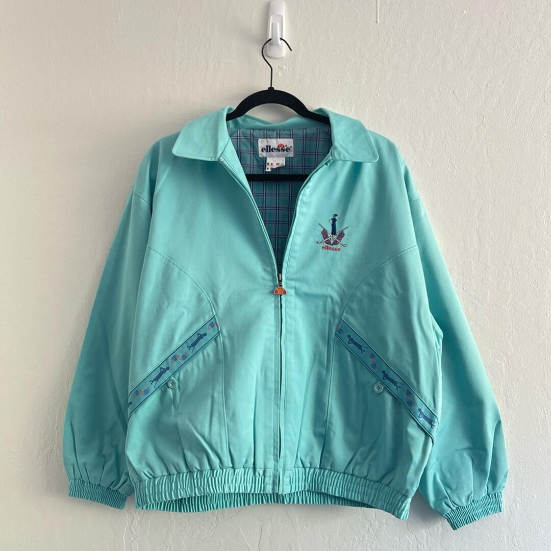 Rare Vintage Ellesse Full Zip Blue Gold Jacket Lady Golfer Women's Size ...