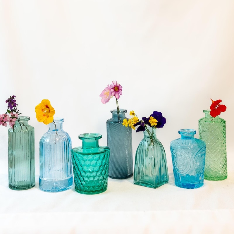 Glass Bottles Blue Green - Etsy