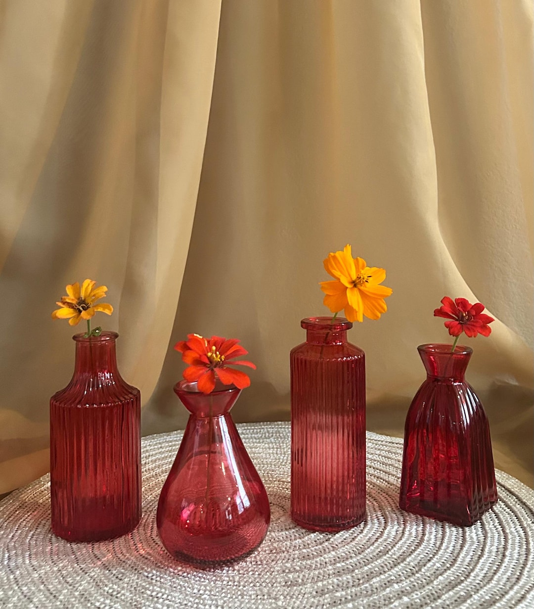 Ruby Red Glass Bud Vases | Jewel Tone Decor | Vintage-inspired | Sold ...