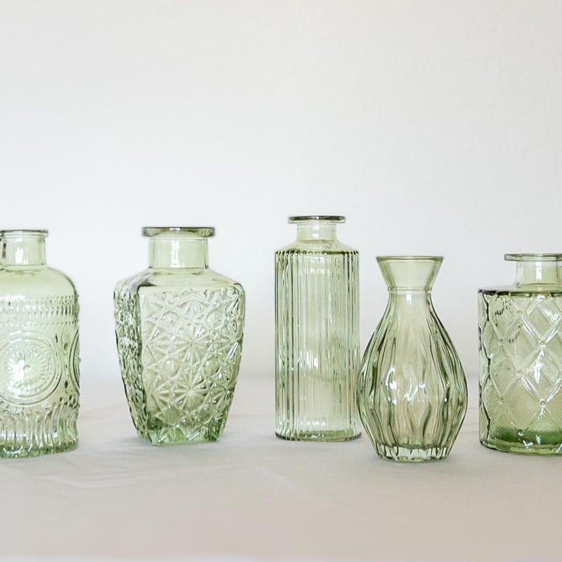 6 Glass Flower Vases - Etsy