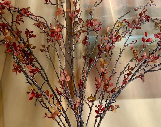 Burgundy Fall Leaf Branch: 38" Artificial Autumn Décor Stem - Etsy