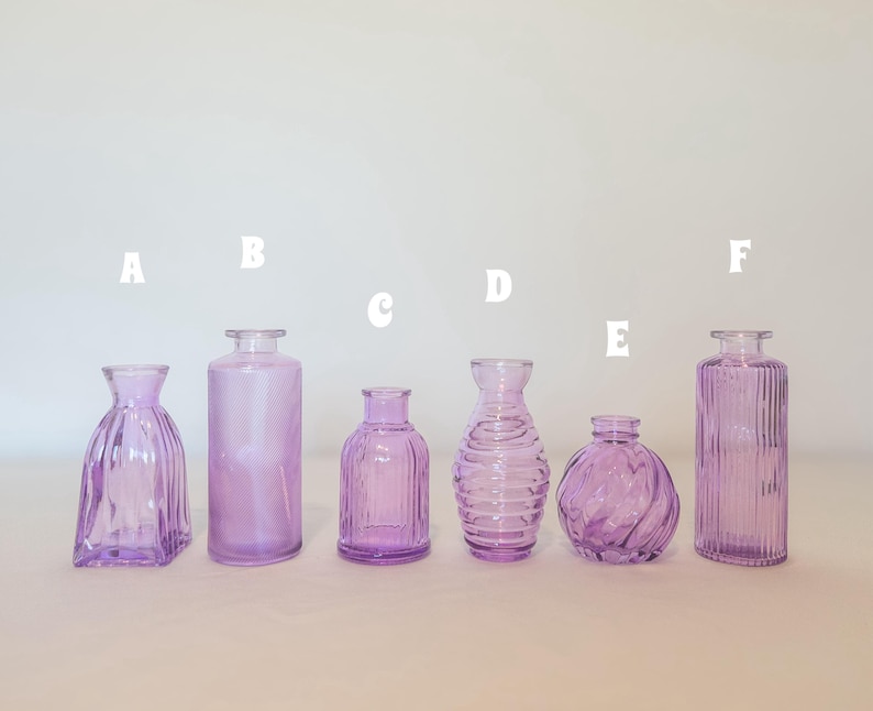 Lavender Purple Glass Bud Vases: Vintage-inspired, Ribbed & Sculptural ...