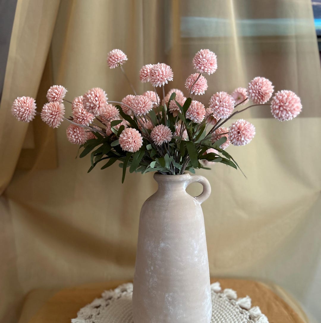 Blush Peach Pom Pom Stem, 20" Faux Floral - Etsy