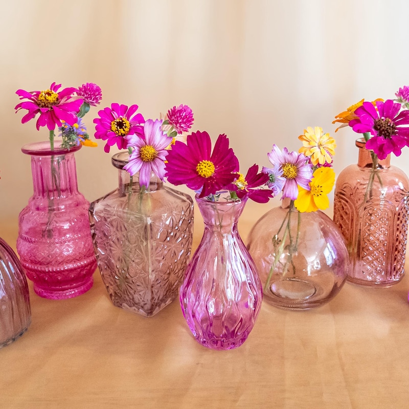 Small Vases of Pink Roses - Etsy