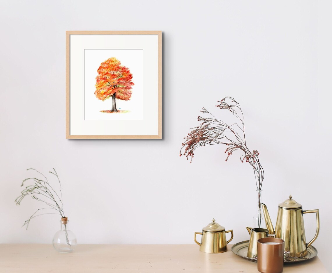 Original Watercolor Painting Sugar Maple State Tree of New - Etsy