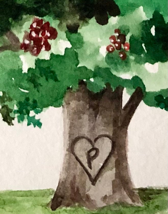 Holly Tree - State Tree of Delaware, Original Watercolor, Personalized ...