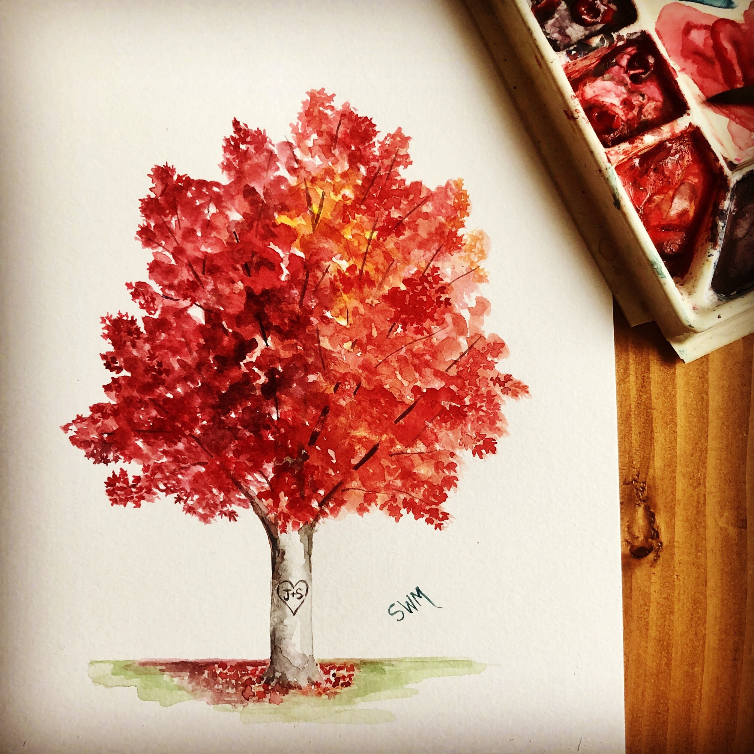 Watercolor State Tree of Rhode Island, Red Maple, Original Artwork ...