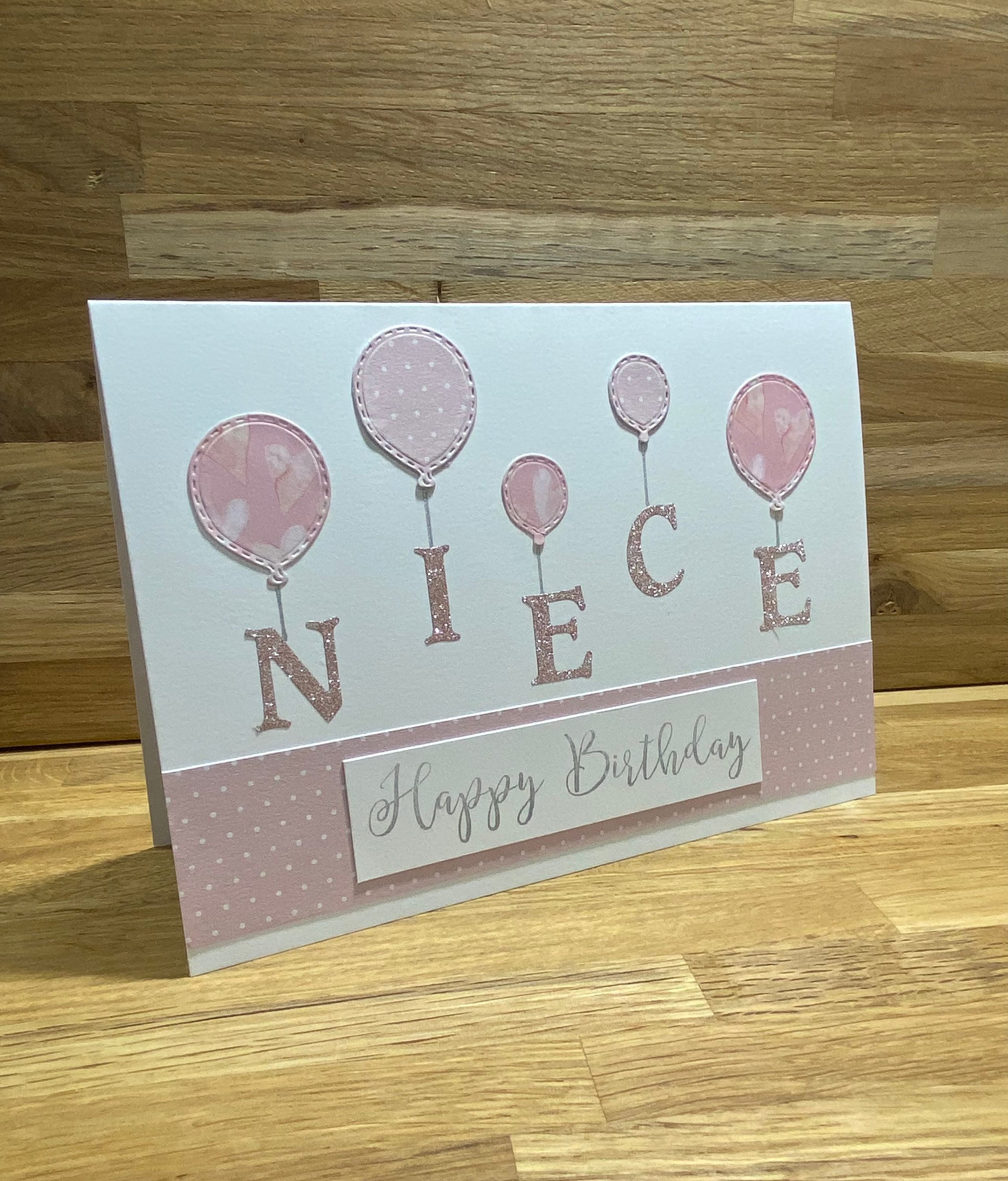 Handmade Happy Birthday Card for Niece Pink and White - Etsy