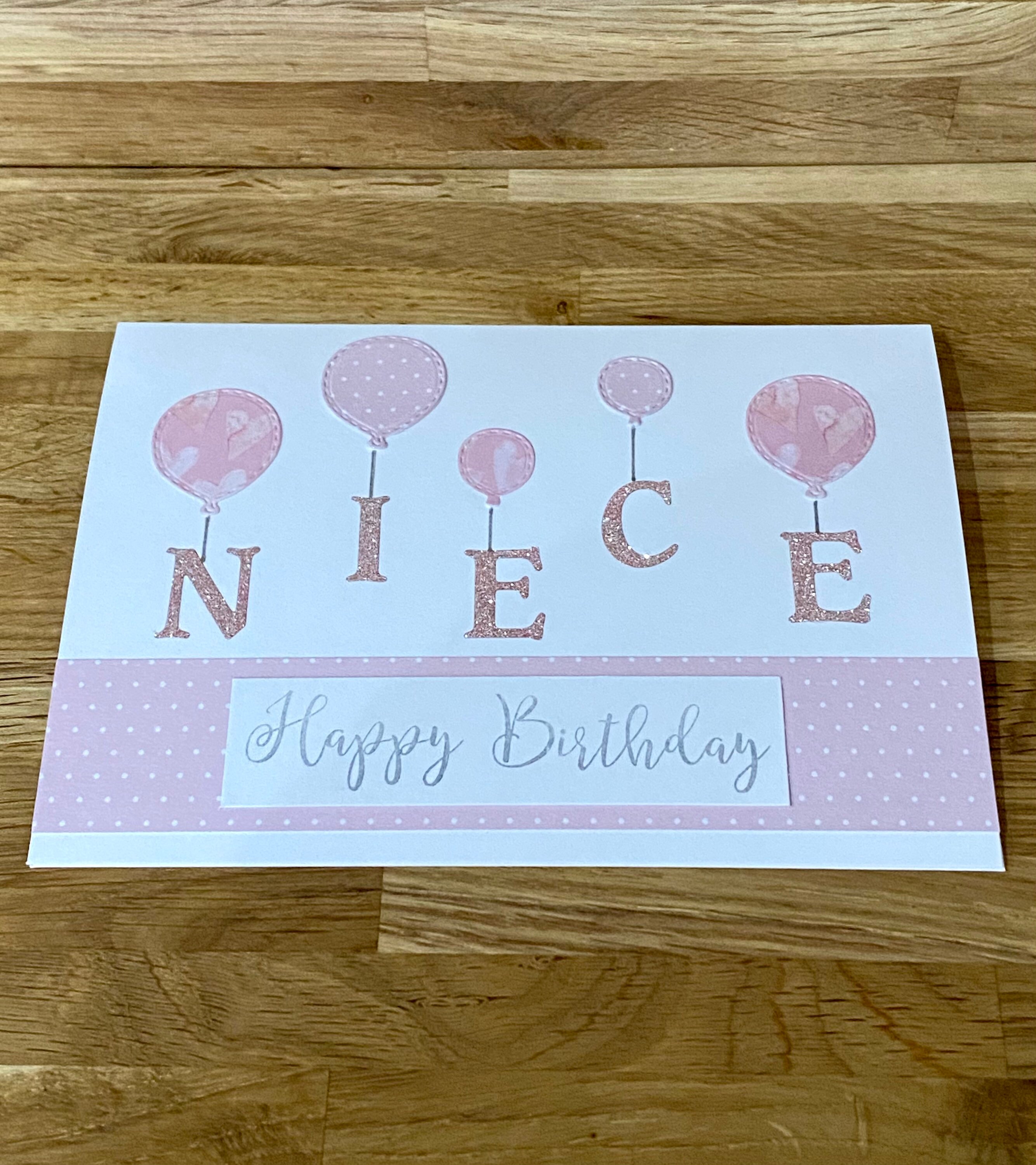 Handmade Happy Birthday Card for Niece Pink and White | Etsy UK