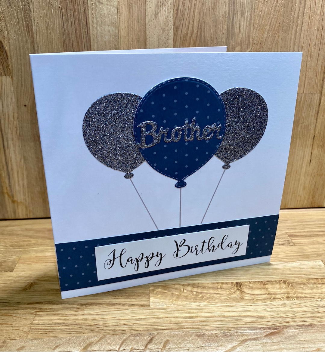 Handmade Happy Birthday Card for Brother Blue Balloon Design. - Etsy