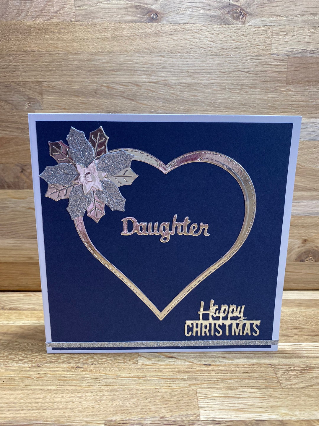 Lovely Handmade Christmas Card For Daughter Heart And Poinsettia Design lovely-handmade-christmas-card-for-daughter-heart-and-poinsettia-design