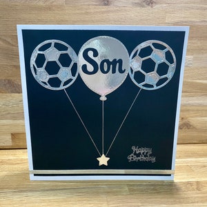 Handmade Happy Birthday Card for Son,black and Silver Football Design ...