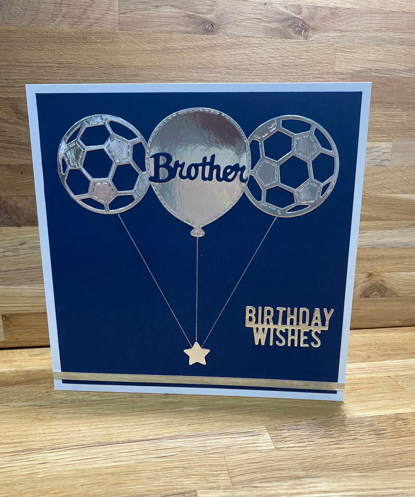Handmade Happy Birthday Card for Brother Blue and Silver - Etsy UK