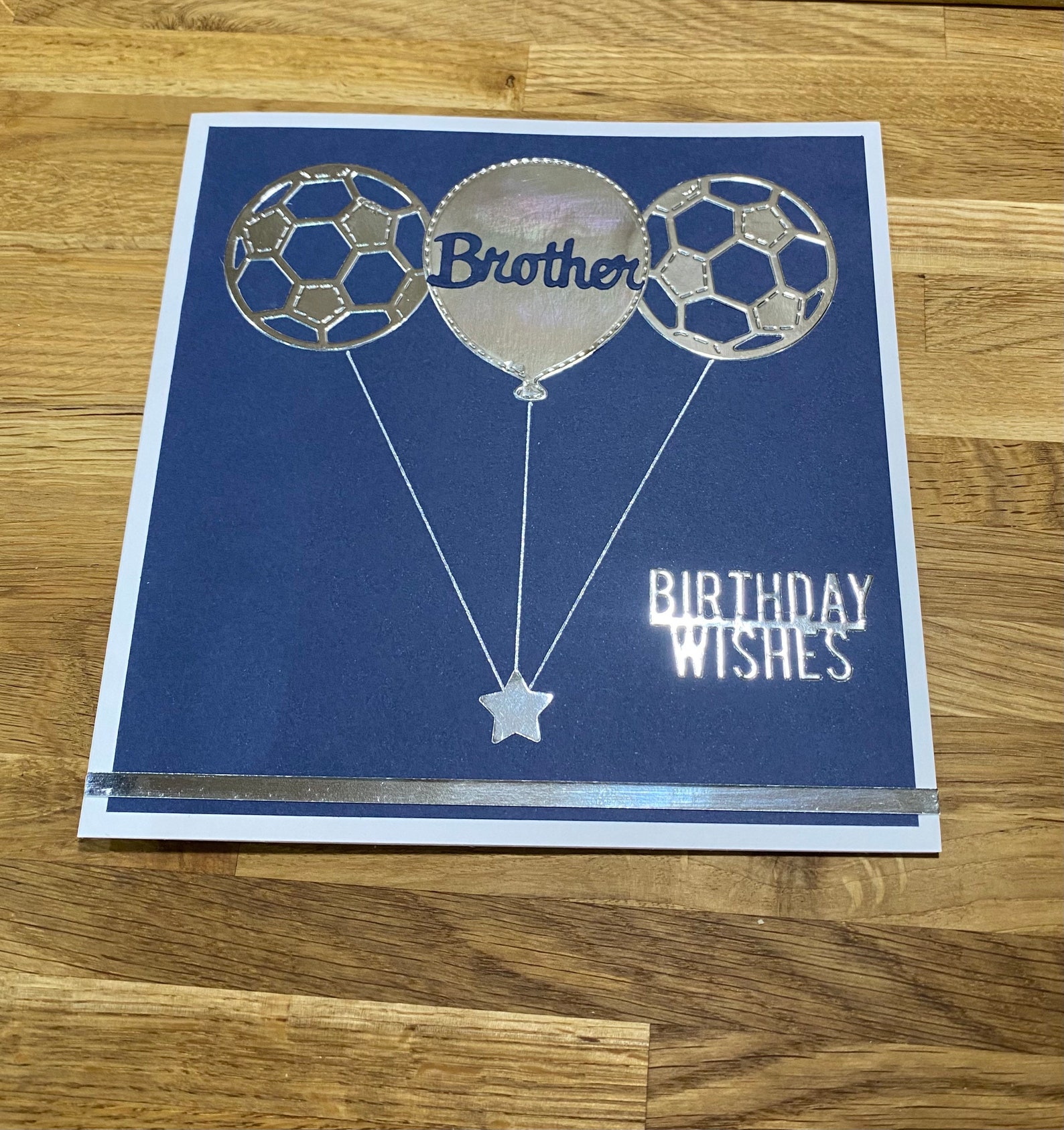 Handmade Happy Birthday Card for Brother Blue and Silver - Etsy UK