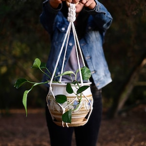 Minimalist Macrame Plant Hanger: Cotton Cord With Wooden Ring - Etsy