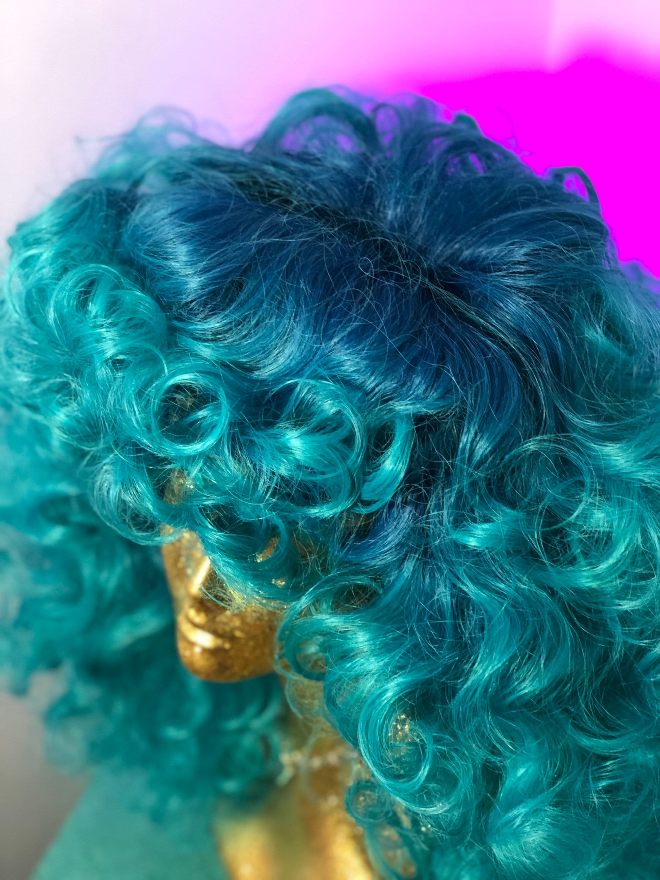 Turquoise Dark Rooted Curly Lacefront - Etsy