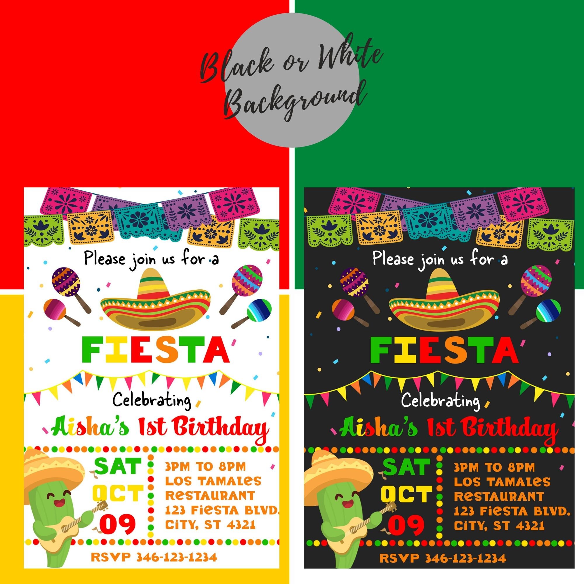 Mexican Theme Party Invitations, Fiesta Invitations, 1st Birthday ...