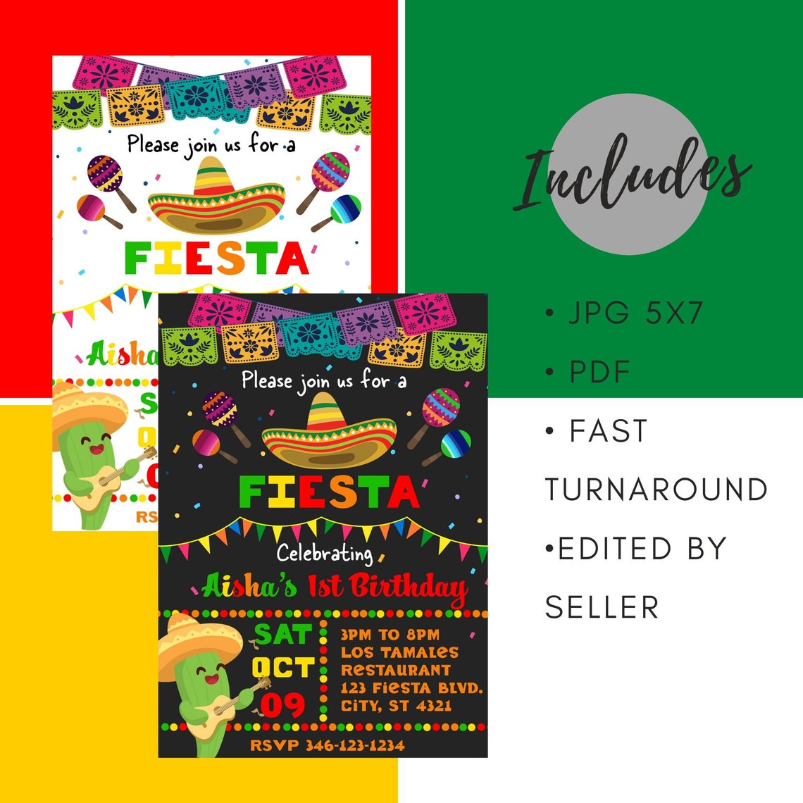 Mexican Theme Party Invitations, Fiesta Invitations, 1st Birthday ...