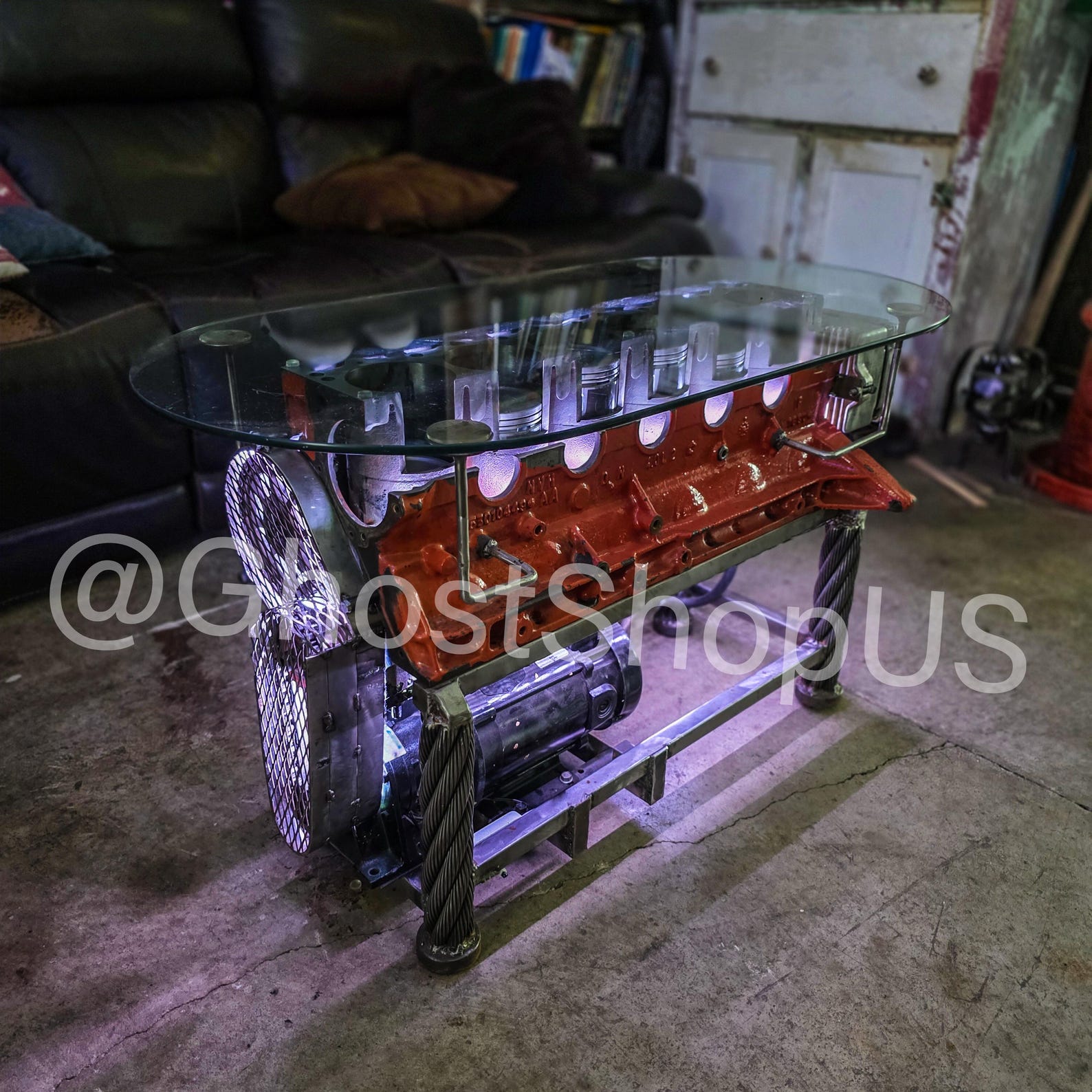 Straight-six - Jeep Engine Coffee Table With Moving Pistons and LED ...