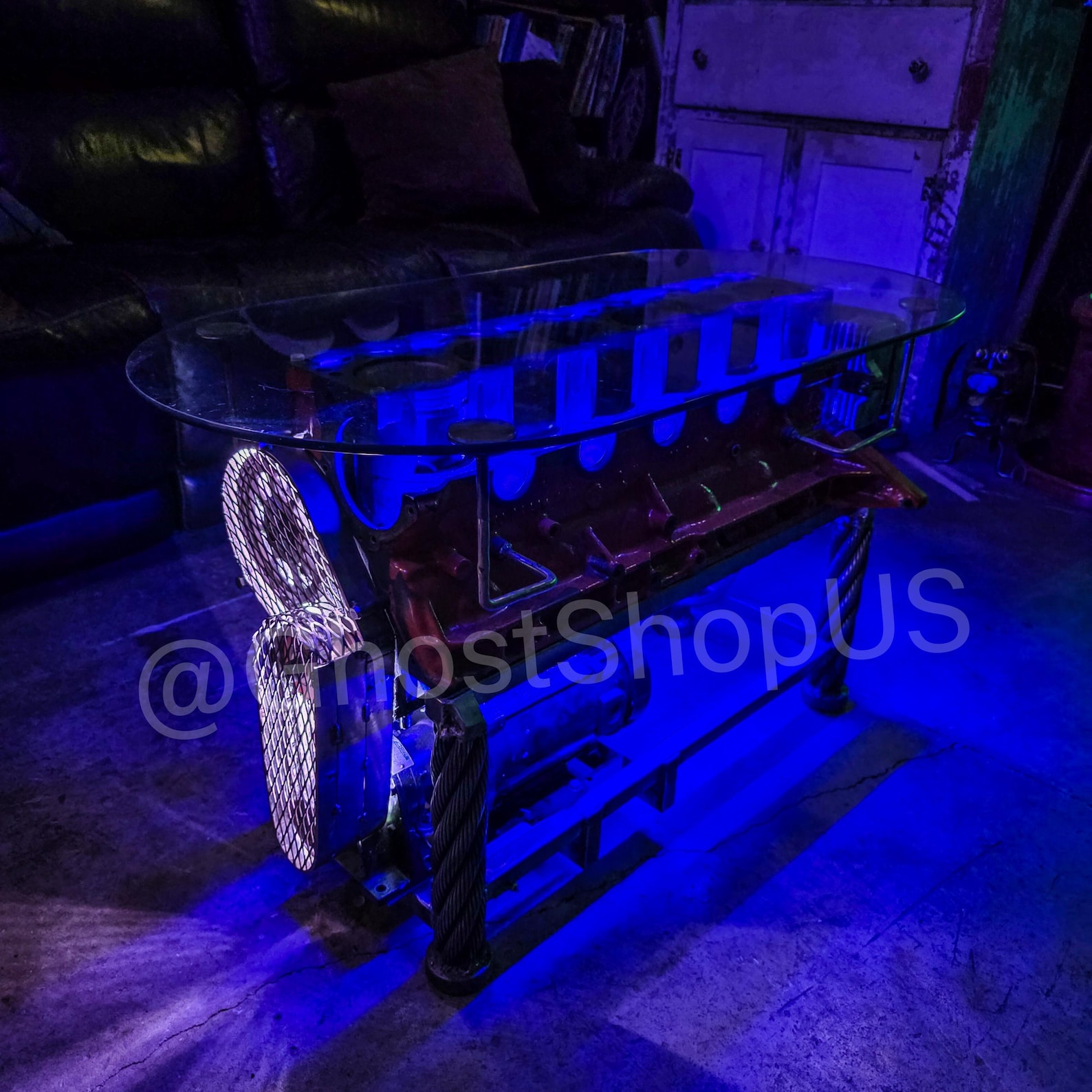 Straight-six - Jeep Engine Coffee Table With Moving Pistons and LED ...