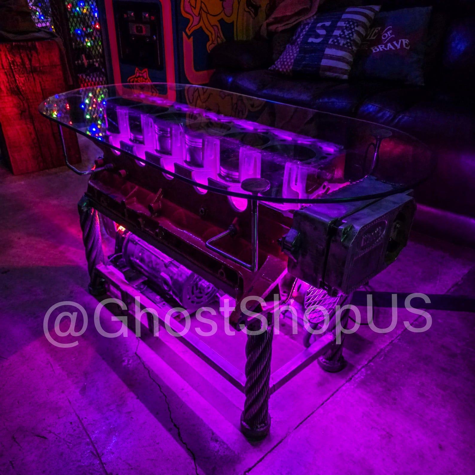 Straight-six - Jeep Engine Coffee Table With Moving Pistons and LED ...