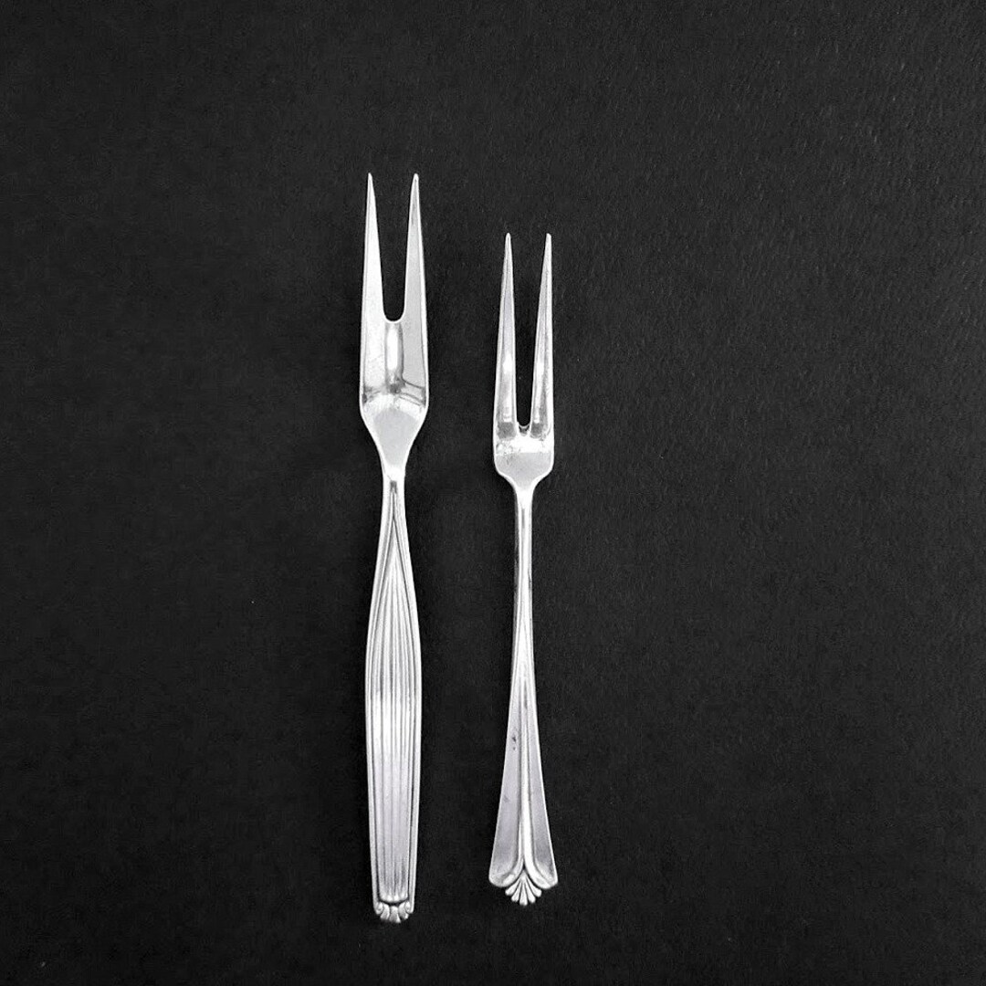 Silver Pickle Serving Forks 2 Prong David Andersen Norway - Etsy