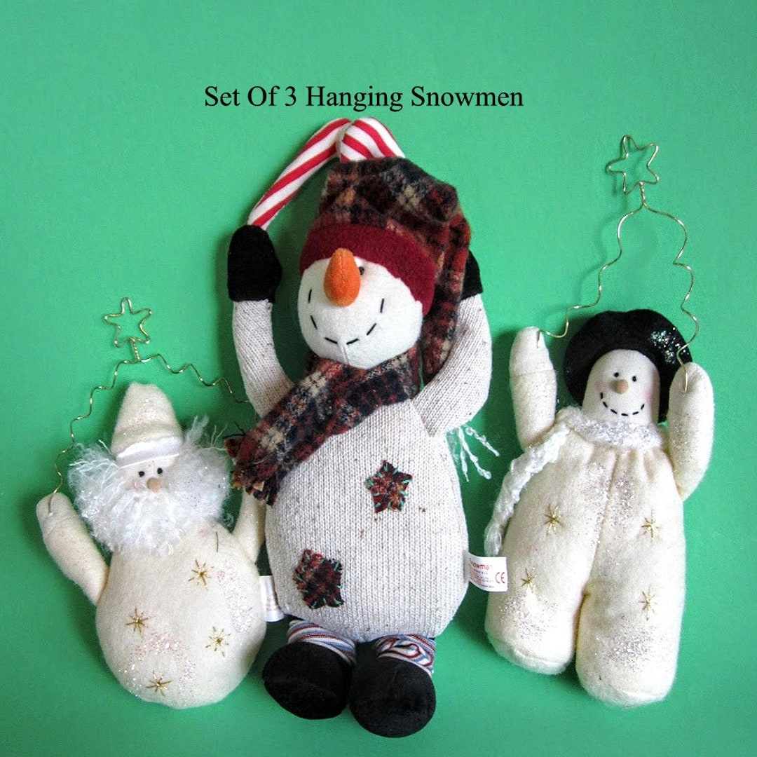 Plush Hanging Snowmen - Set of 3 - Russ Berrie - Judy Lynn - Christmas ...