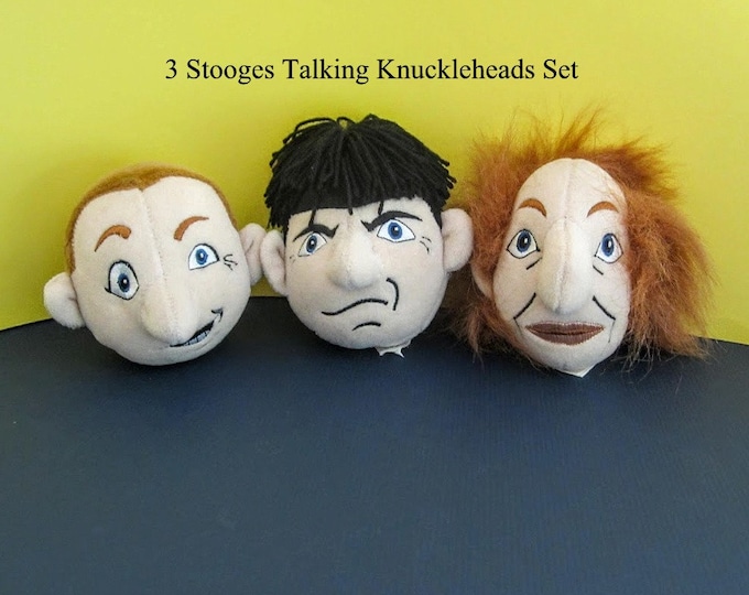 3 Stooges Knuckleheads Set - Talking Plush Heads - Larry-curly-moe - Slapstick Comedy Trio ...