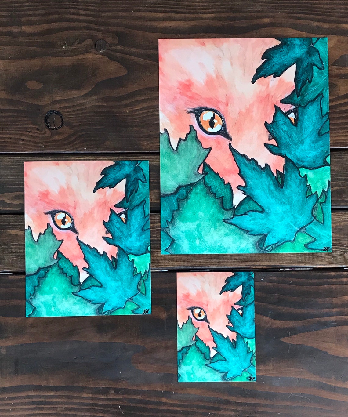 Summer Fox Watercolor Charcoal Drawing Painting Illustration - Etsy