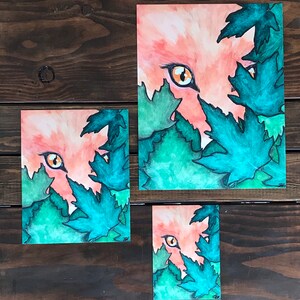 Summer Fox Watercolor Charcoal Drawing Painting Illustration | Etsy