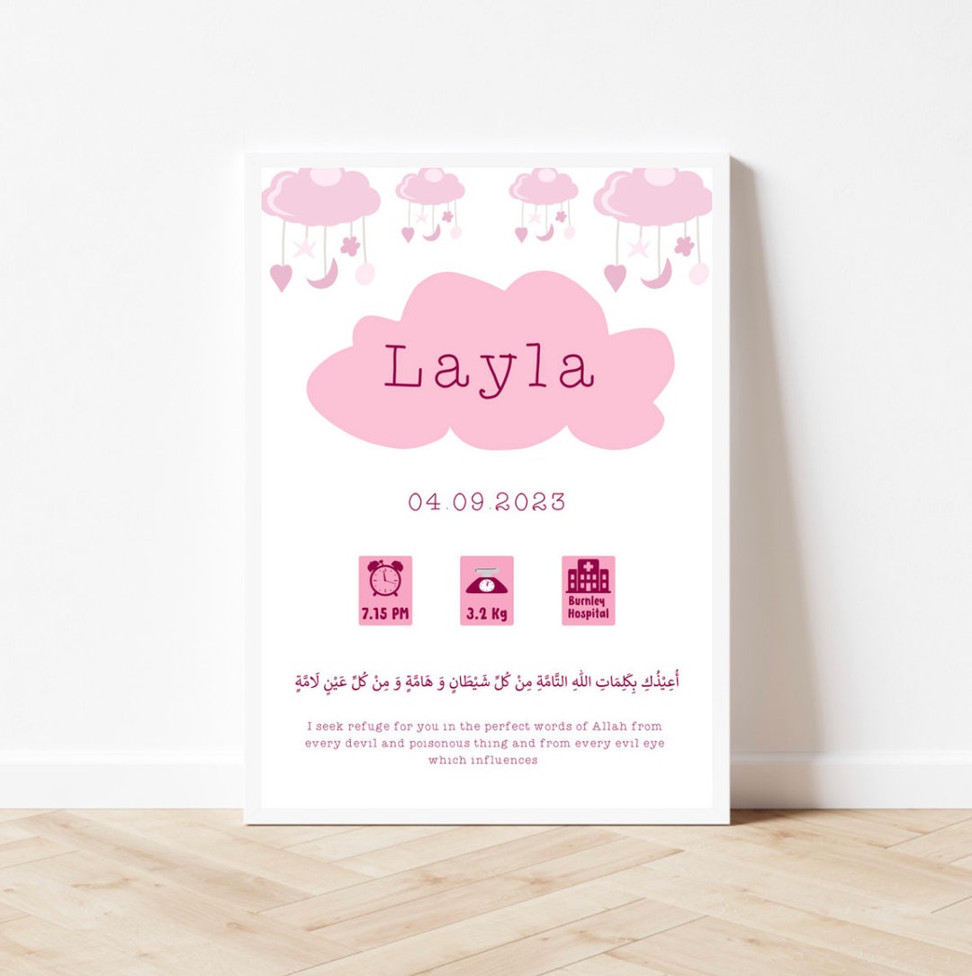 Islamic Baby Frame | Islamic Nursery Print | Ayatul Kursi Frame ...