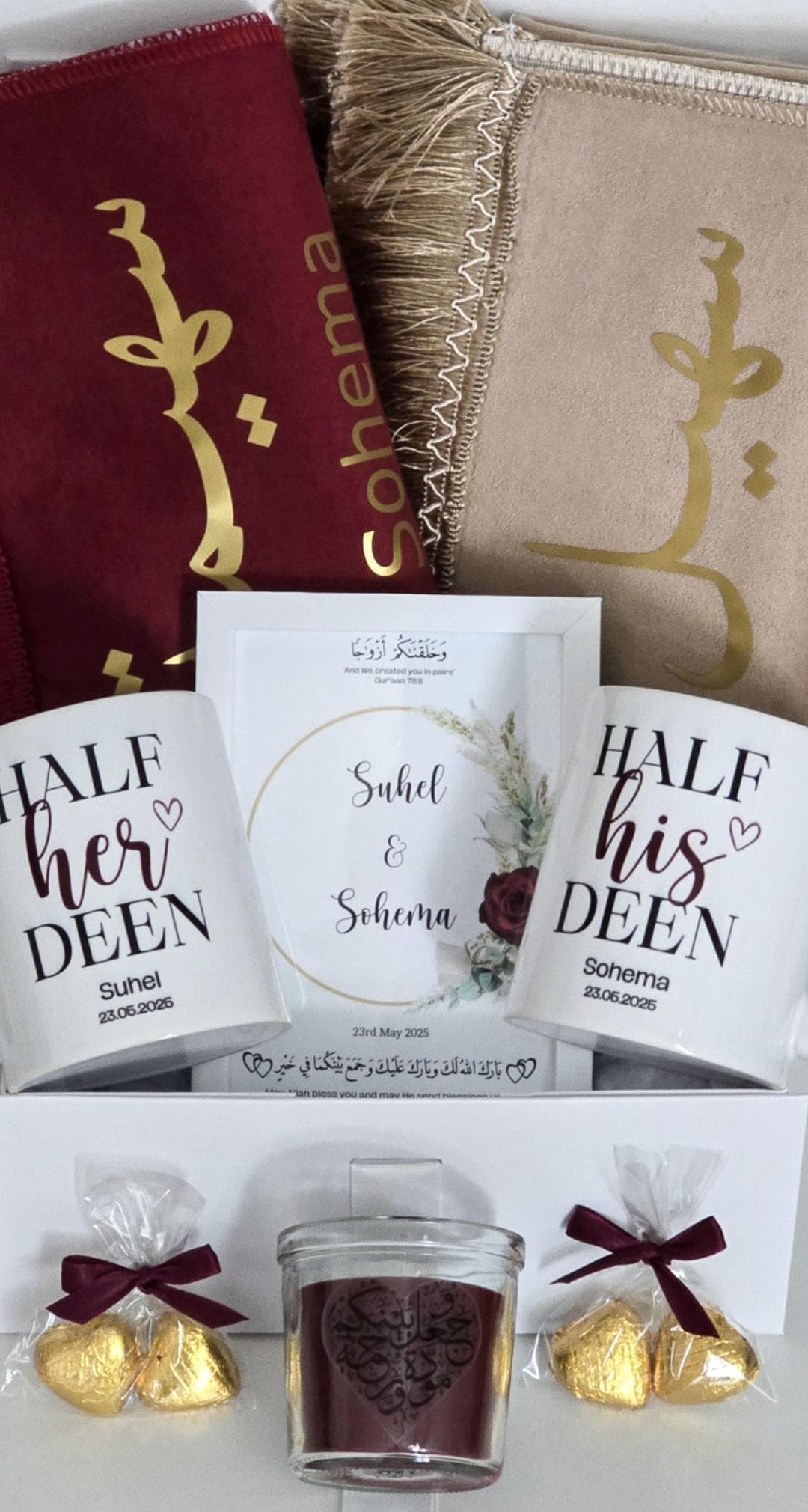 Luxury Personalised Islamic Wedding Gift Hamper Set Box | Mugs | Prayer ...