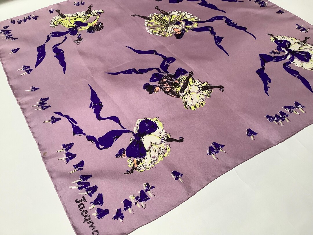 Vintage 1940s Jacqmar Scarf Ballet Dancers Novelty Print Silk Scarf ...
