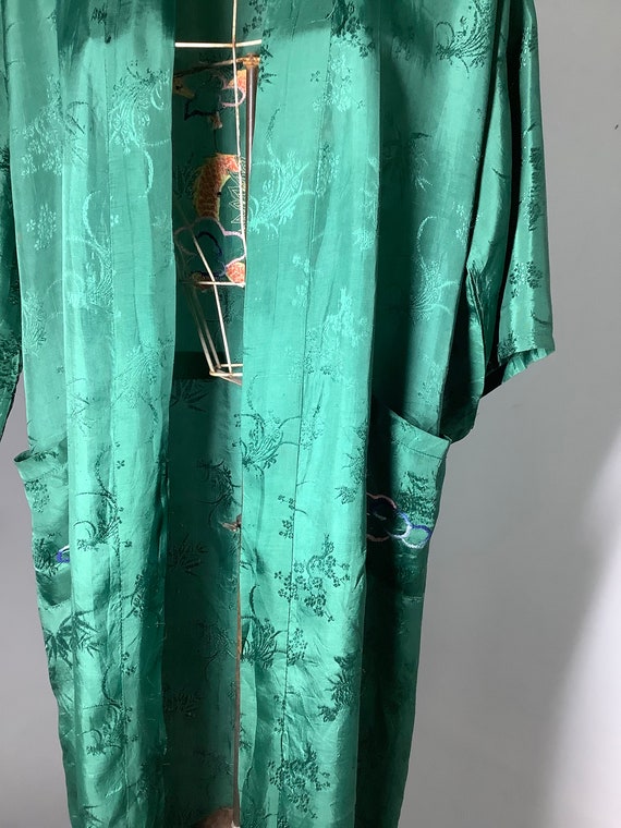 Vintage chinese robe damask rayon dressing gown loung… - Gem
